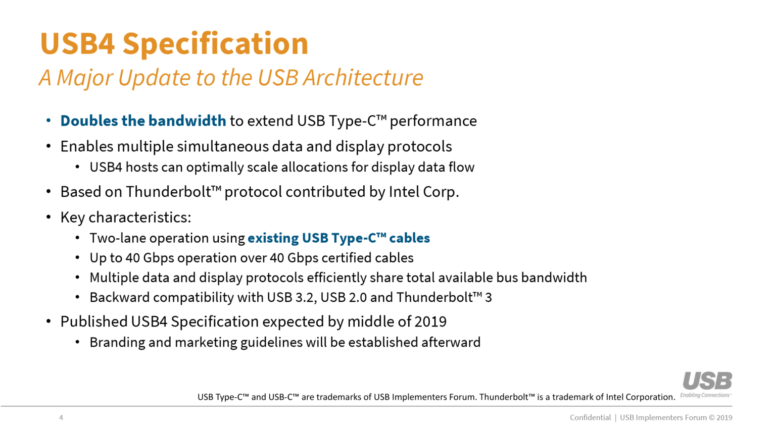 USB4 Products Coming in Late 2020