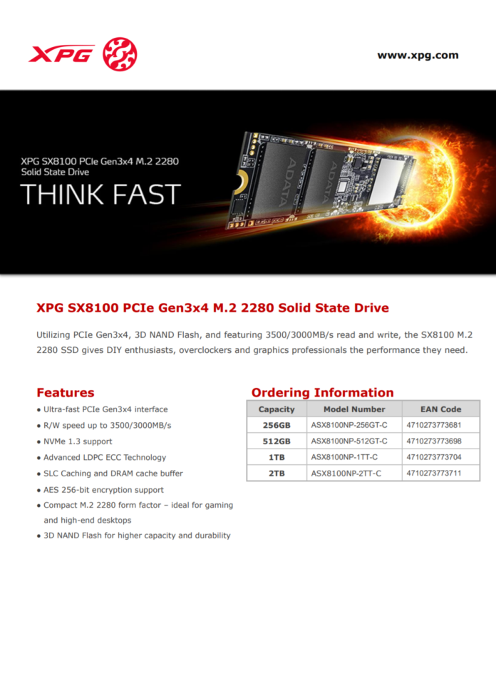 XPG SX8100NP 2TB M.2 NVMe SSD Review - Page 2 of 10